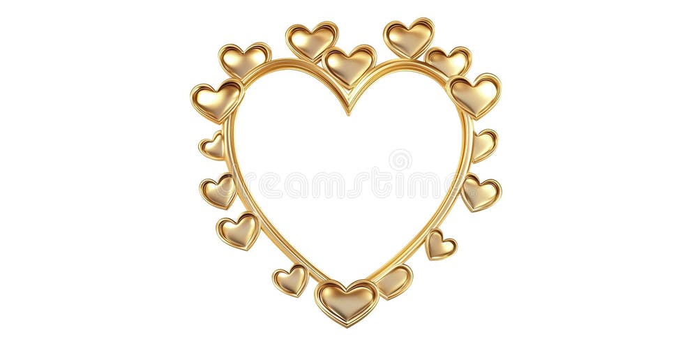 Gold Heart Frame with Decorative Elements Isolated on Transparent ...