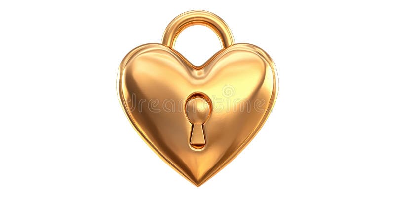 Gold Heart Lock Isolated on Transparent Background Stock Photo - Image ...