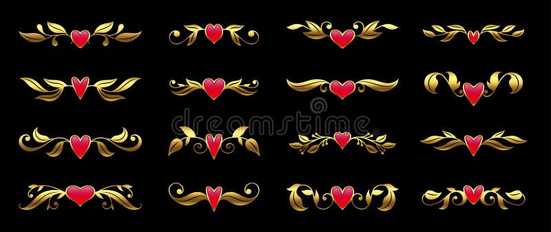 Gold Heart Pink Gem Separator Divider Red Ruby Pin Stock Illustration ...