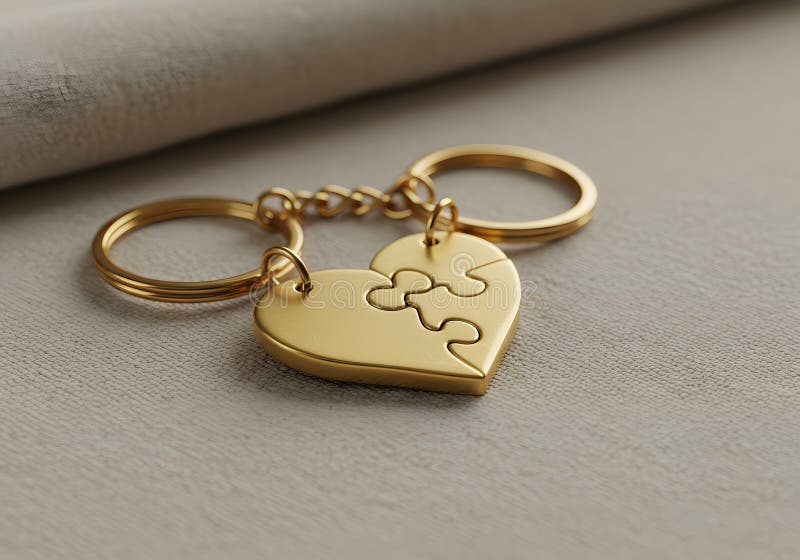 Gold Heart Puzzle Keychains Stock Illustration - Illustration of ...