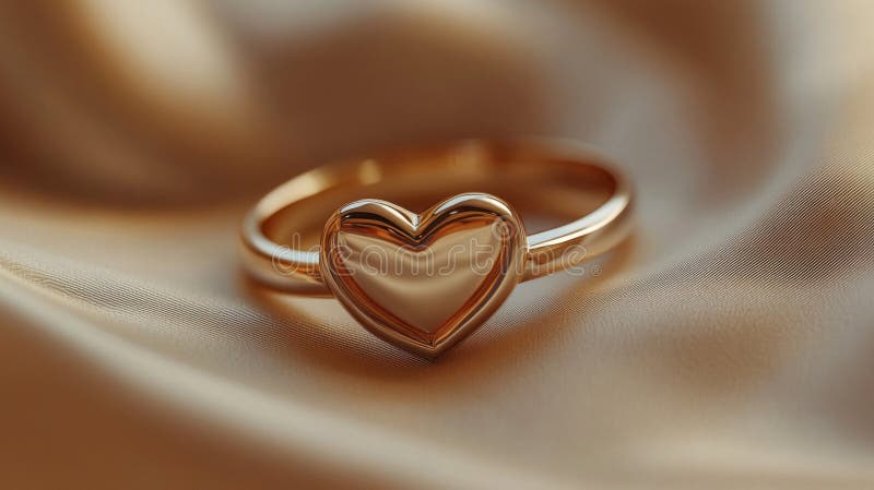 Gold Heart Ring on Beige Fabric Stock Illustration - Illustration of ...