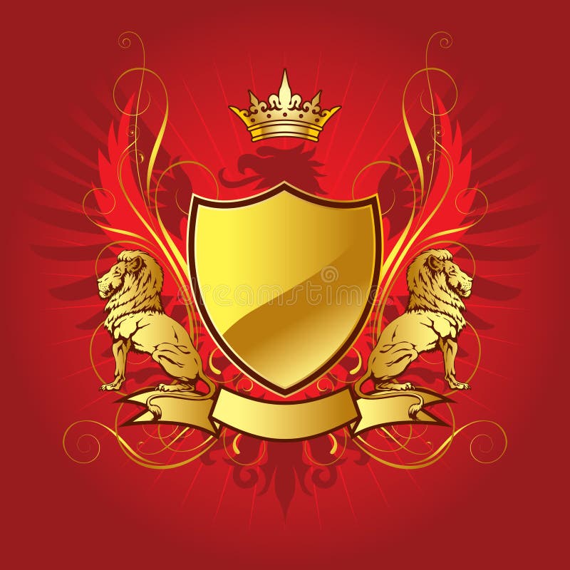 Gold heraldry shield stock vector. Illustration of golden - 54891848