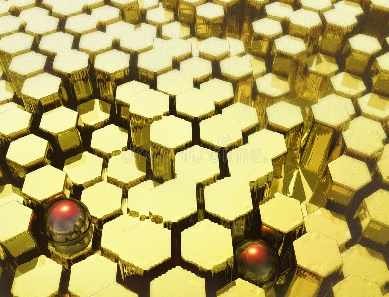 Gold Hexagon with Background Stock Illustration - Illustration of ...