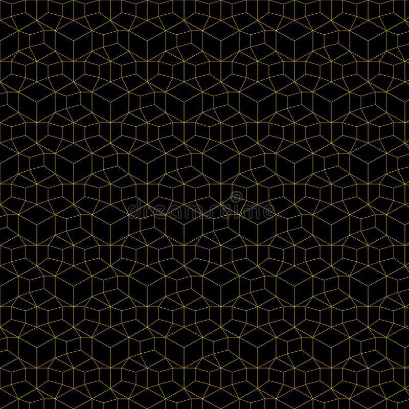 Gold Hexagon Seamless Pattern on Black Background. Stock Vector ...