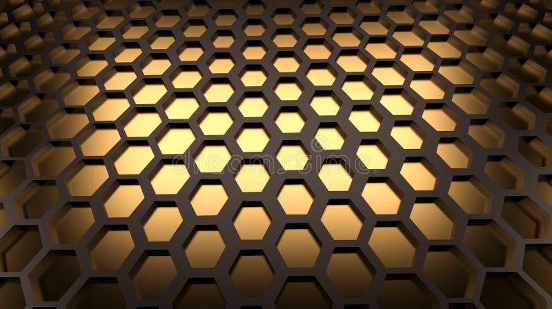 Gold Hexagonal Background - Golden Metallic - 3d Illustration Stock ...