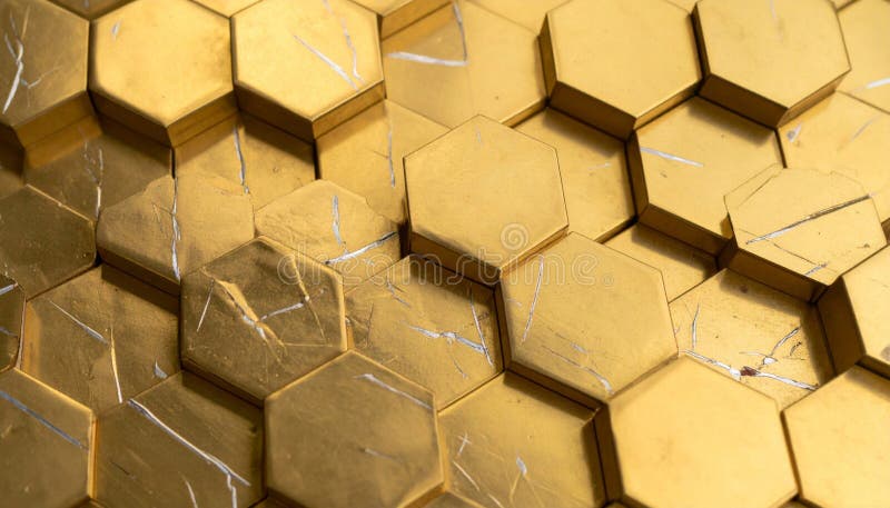 Gold Hexagonal Tile Background Pattern Seamless Texture Metallic Luxury ...