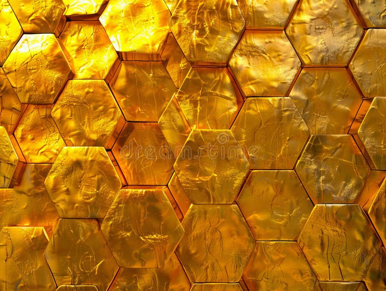 Gold Hexagonal Wall Texture. a Gold Wall with Hexagonal Tiles Stock ...