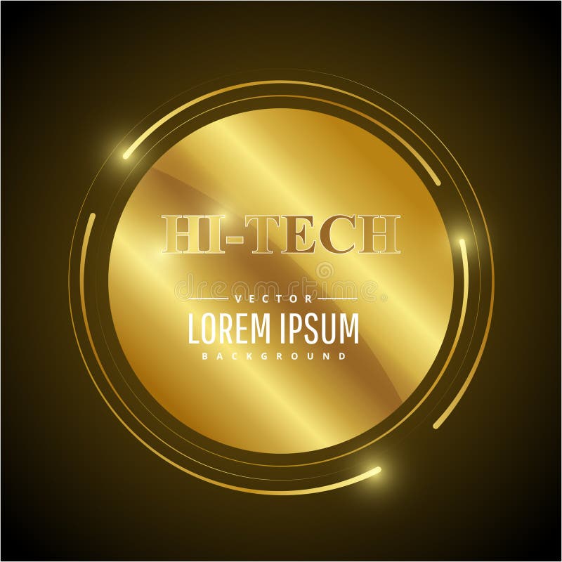 Gold Hi-tech Banner with Glowing Light Technology Background Modern ...