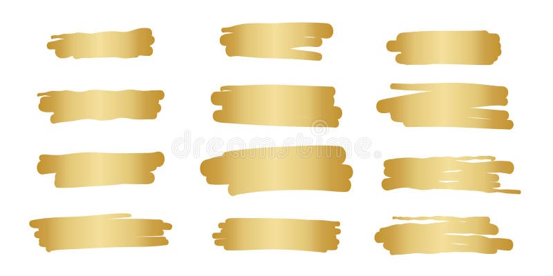 Gold Highlight Vector Banner Elements, Brush Stroke Shapes Clip Art ...