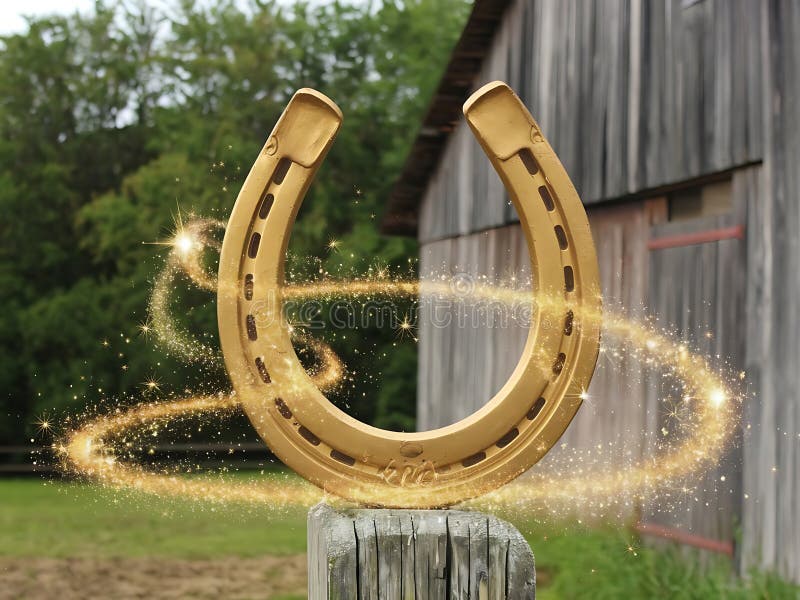 Gold Horseshoe with Sparkling Magic Dust for Good Luck Stock ...
