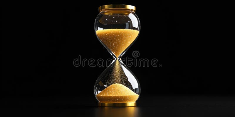 Gold Hourglass with Two Minutes Left Stock Image - Image of precise ...