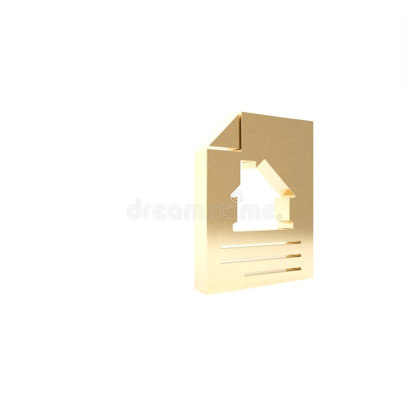 Gold House Contract Icon Isolated on White Background. Contract ...