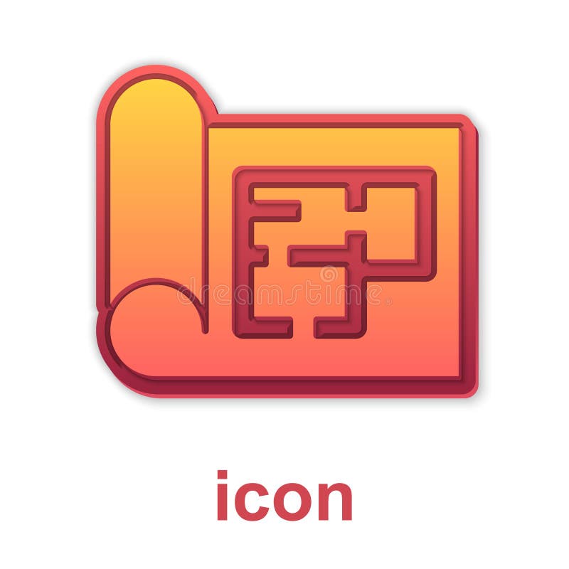 Gold House Plan Icon Isolated on White Background. Vector Stock Vector ...