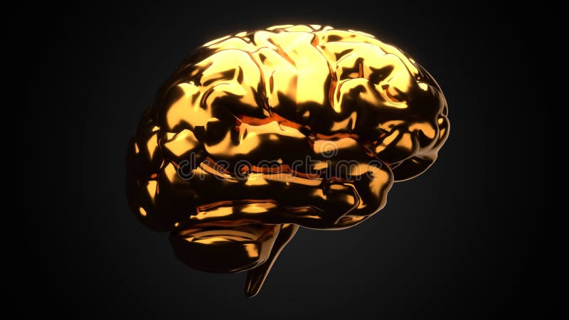 Gold Human Brain on Black Text Space. Stock Video - Video of human ...