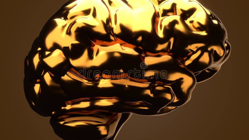 Gold Human Brain on Brown Background. Stock Video - Video of abstract ...