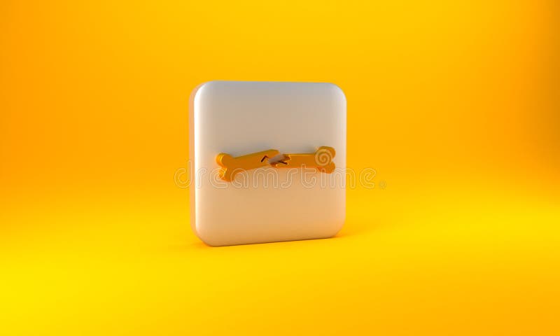 Gold Human Broken Bone Icon Isolated on Yellow Background. Silver ...