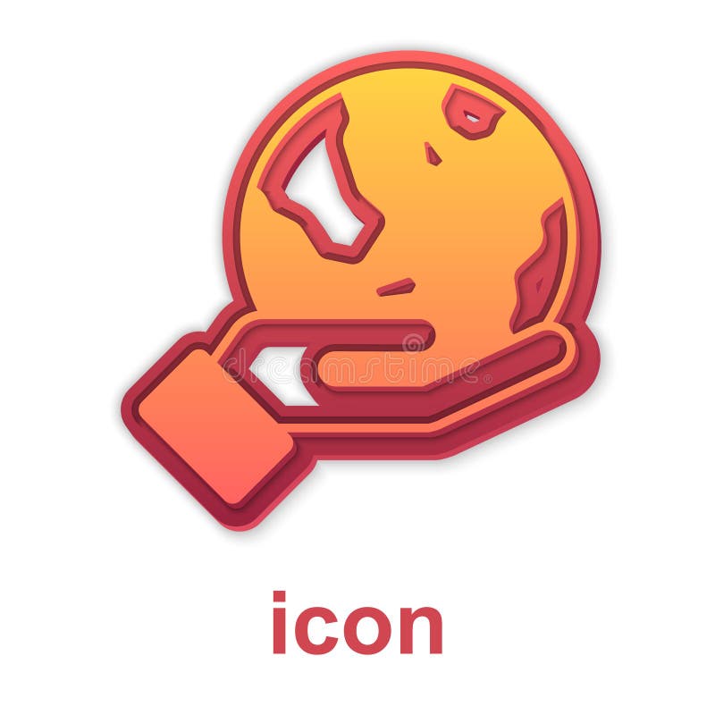 Gold Human Hand Holding Earth Globe Icon Isolated on White Background ...