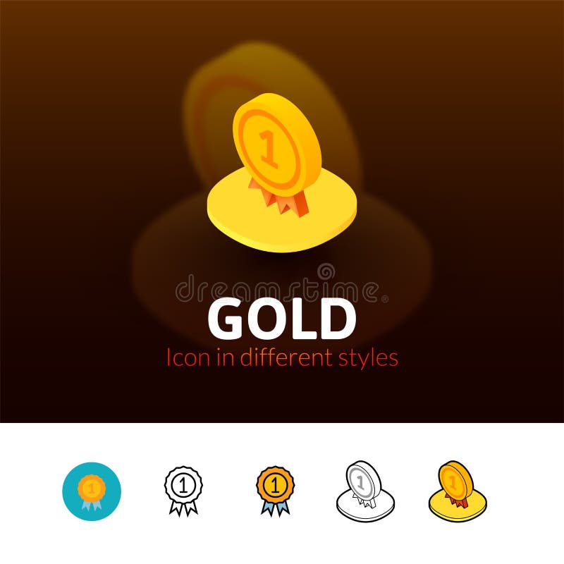 Gold Icon in Different Style Stock Vector - Illustration of medal ...