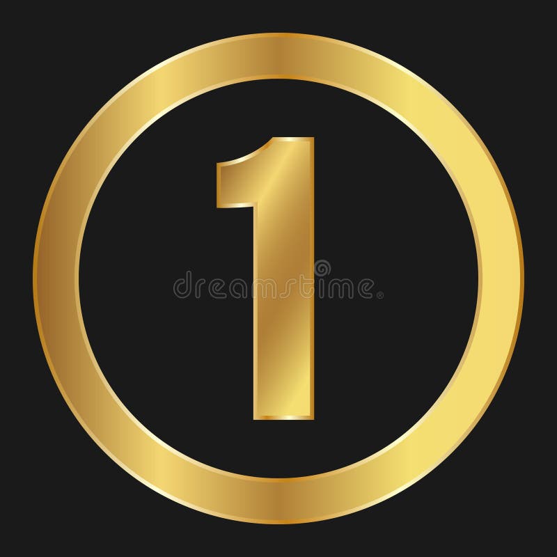 Gold Icon with Number One. Concept of Internet Icon Stock Vector ...