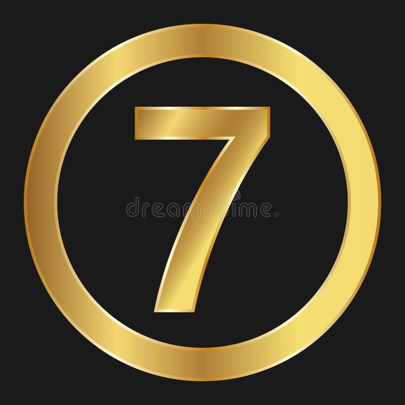 Gold Icon with Number Seven Concept of Internet Icon Stock Vector ...