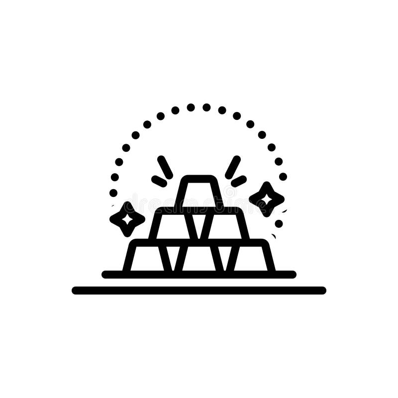 Black Line Icon for Gold, Gold Stack and Costly Stock Vector ...