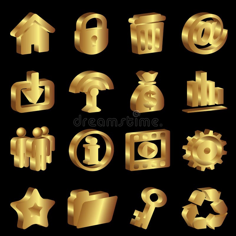 Gold Icons of a Treble Clef and Music Notes. Stock Vector ...