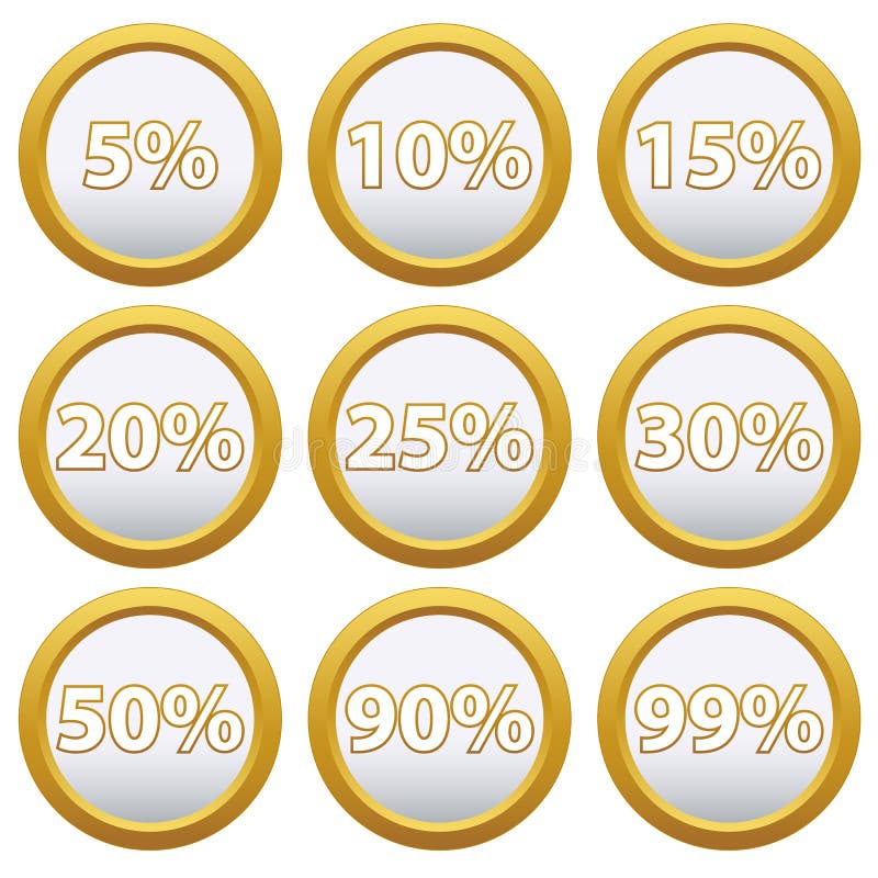 Gold Icons with percent stock vector. Illustration of mathematical ...