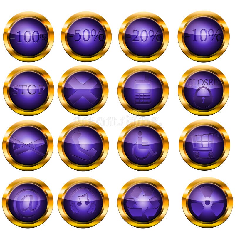 Internet Gold Icons Illustrations Stock Illustration - Illustration of ...