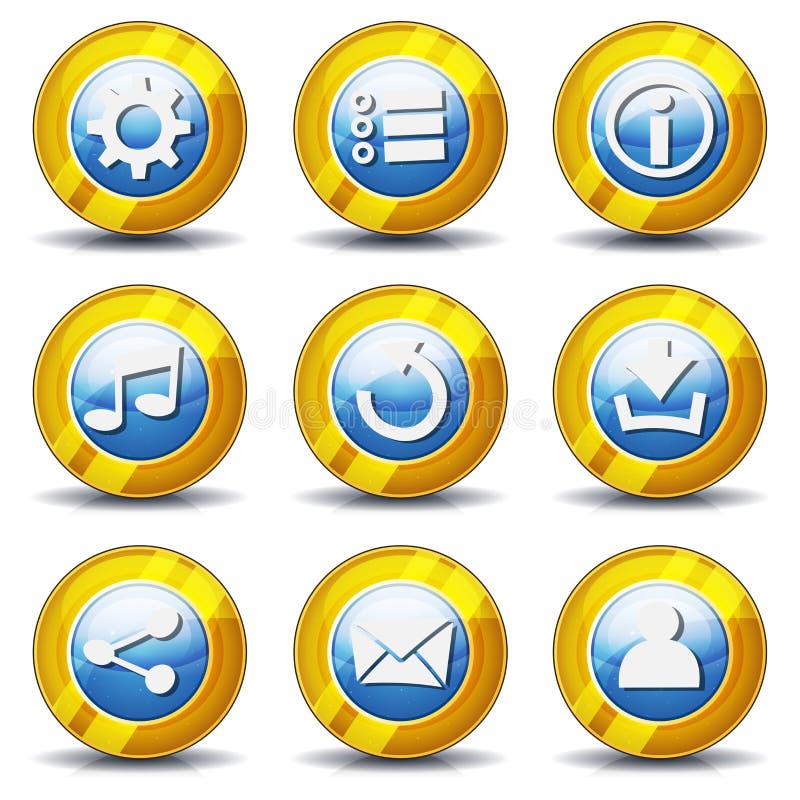 Game UI icons gui stock vector. Illustration of blue - 57881551