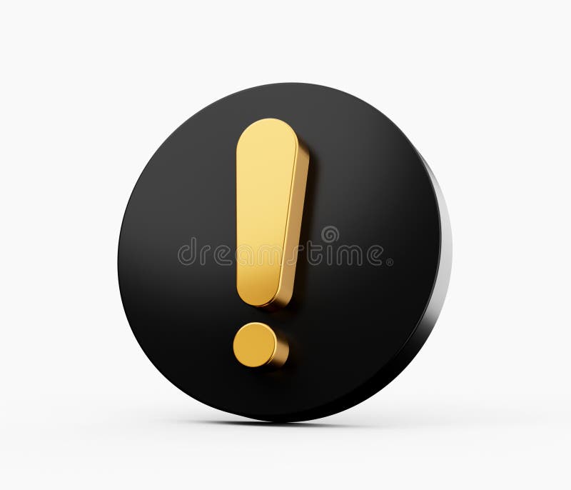 Gold Important Exclamation Icon Sign or Attention Caution Mark 3d ...