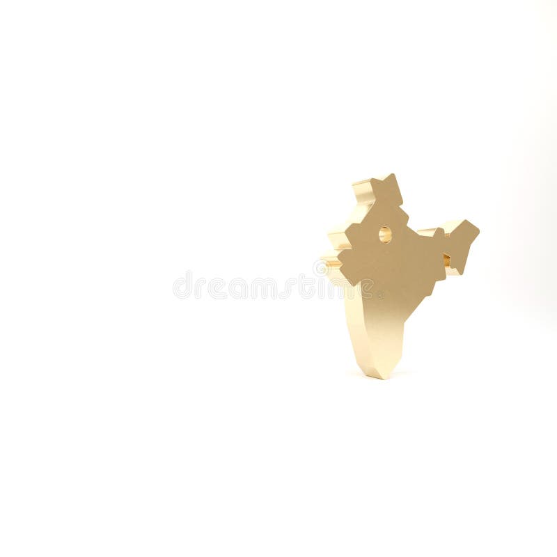 Gold India Map Icon Isolated on White Background. 3d Illustration 3D ...