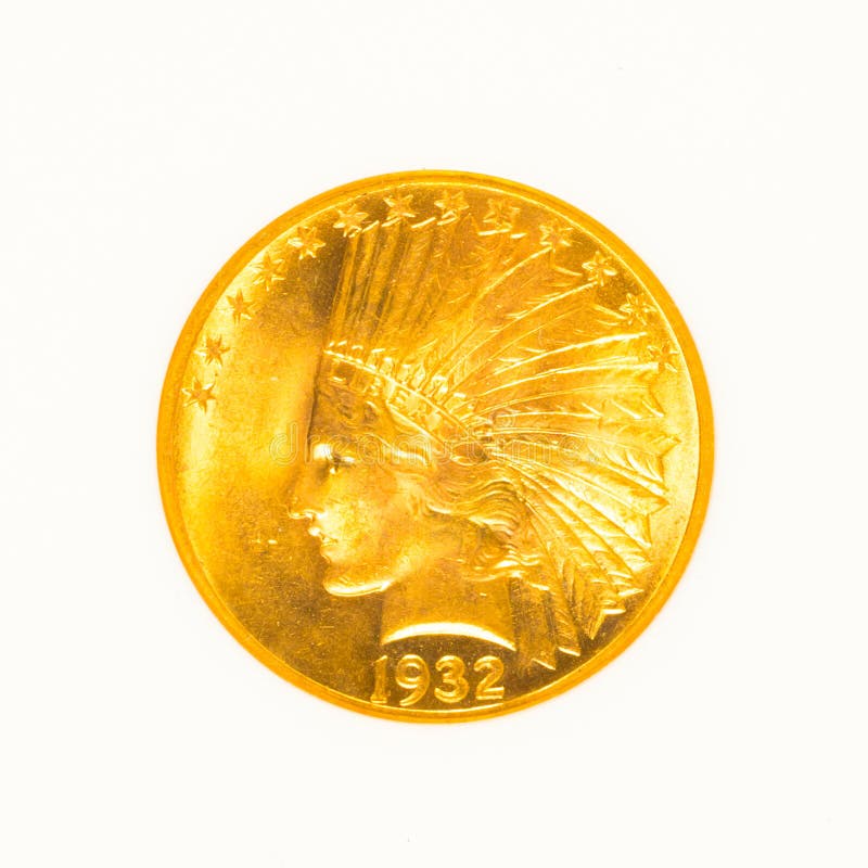 Gold Indian Head Coin Isolated Stock Photo - Image of value, coin: 40214902