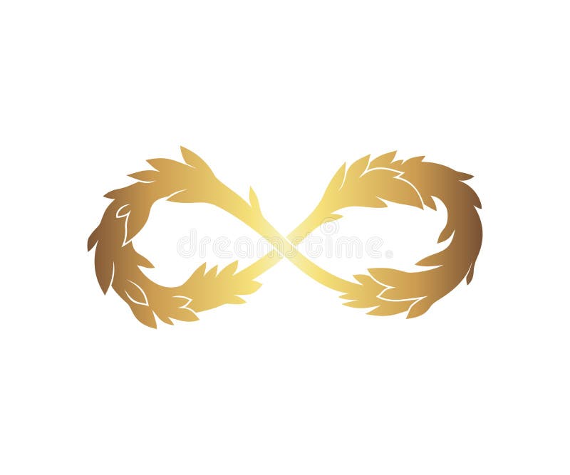 Gold Infinity Sign with Leaves Stock Illustration - Illustration of ...