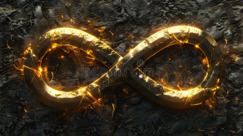 Gold Infinity Symbol on Black Wall. AI Generated Stock Image - Image of ...
