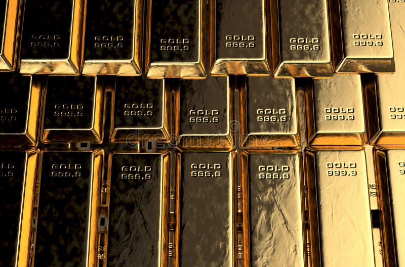 Gold Ingot Pile stock illustration. Illustration of pure - 183259214