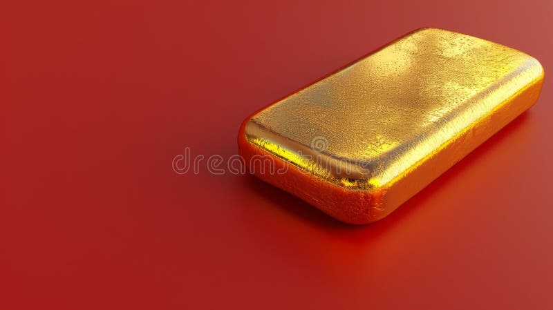 Gold Ingot on Red Background Stock Illustration - Illustration of ...