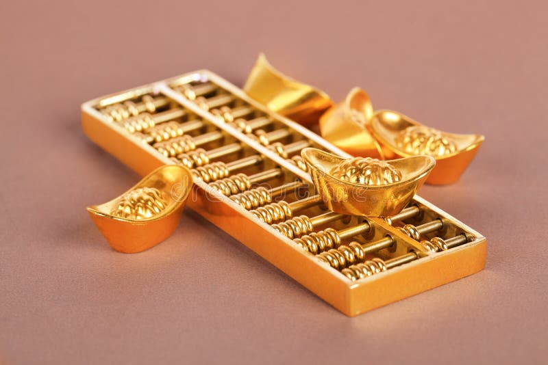 Chinese Gold Ingot and Golden Abacus Stock Image - Image of abstract ...