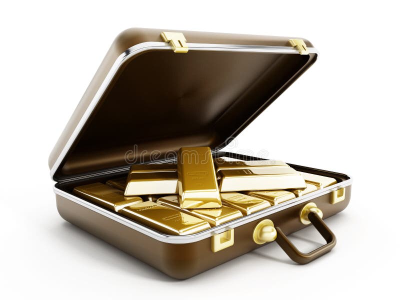 Gold ingots in briefcase stock illustration. Illustration of gold ...