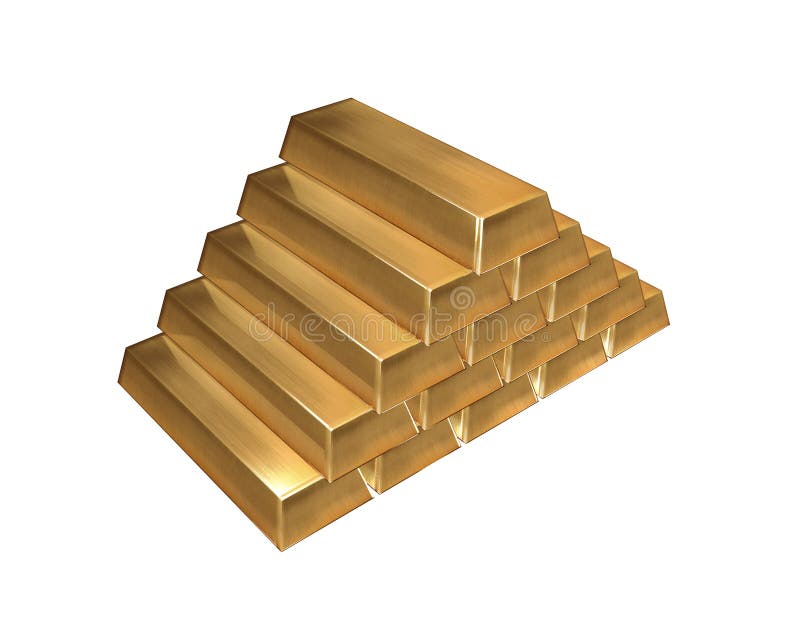 Gold ingots isolated stock photo. Image of pieces, render - 867080