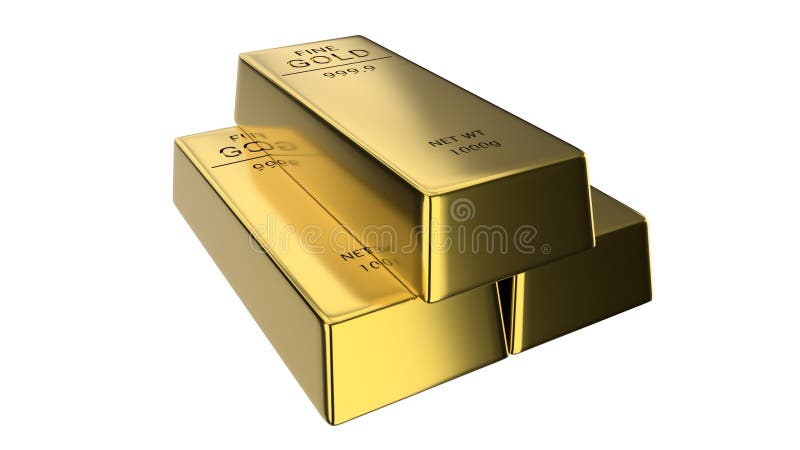 Gold Ingots Isolated on White Background. 3D-rendering Stock ...
