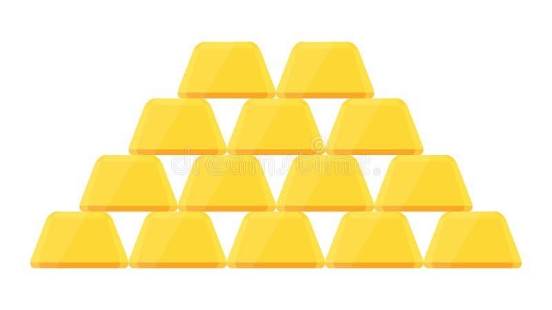 Gold Ingots Isolated on White Background. Stock Vector - Illustration ...