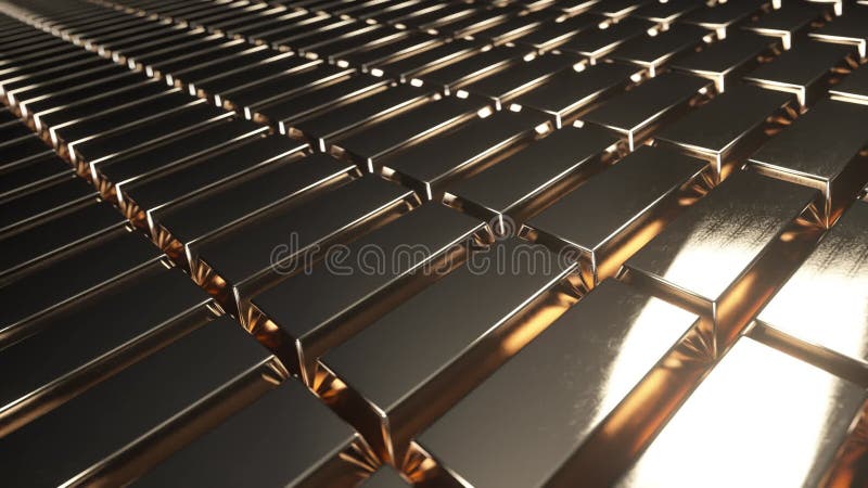 Gold Ingots, Loop Animated Background. 3D Rendering Stock Footage ...