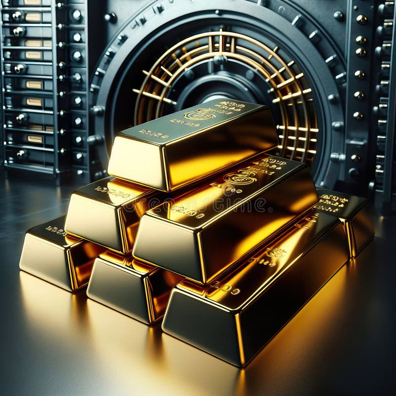 Gold Ingots Studio Photography in High Quality Stock Illustration ...