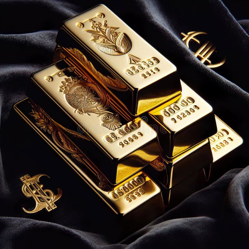 Gold Ingots Studio Photography in High Quality Stock Illustration ...