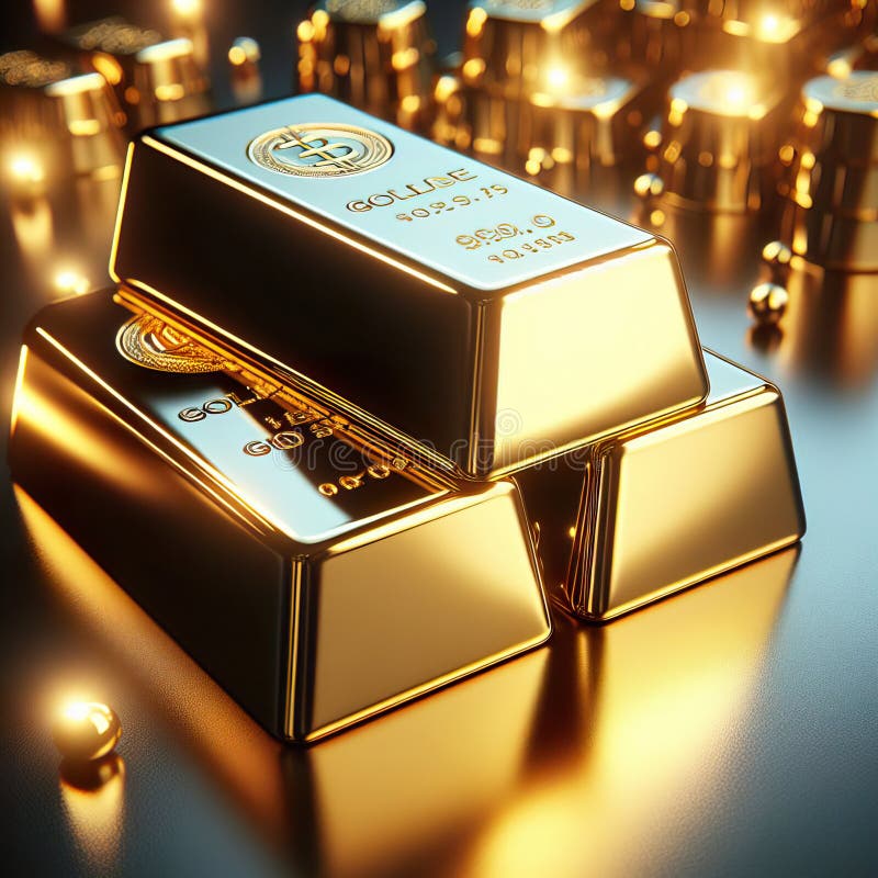 Gold Ingots Studio Photography in High Quality Stock Illustration ...