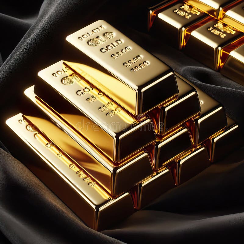 Gold Ingots Studio Photography in High Quality Stock Illustration ...