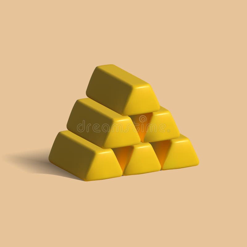 Gold Ingots Vector 3d Icon. Gold Ingot 3d Illustration Stock Vector ...