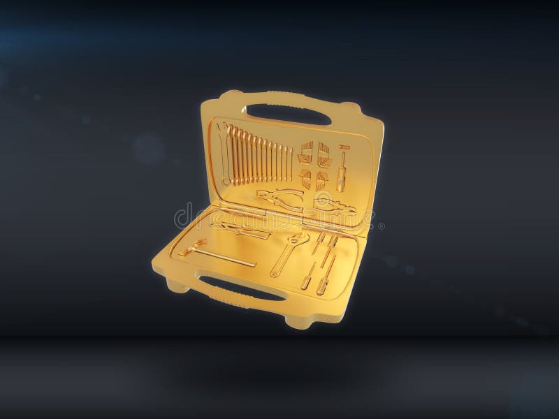 Gold Instruments Isolated a Dark Background. 3d Render Stock ...