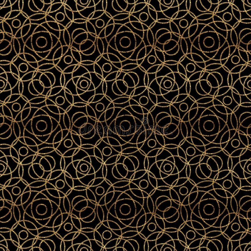 Gold Circles and Floral Geometric Seamless Design Over White. Seamless ...