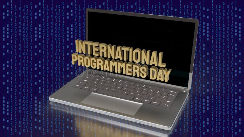 The Gold International Programmers Day on Notebook for Holiday or Technology Concept 3d ...